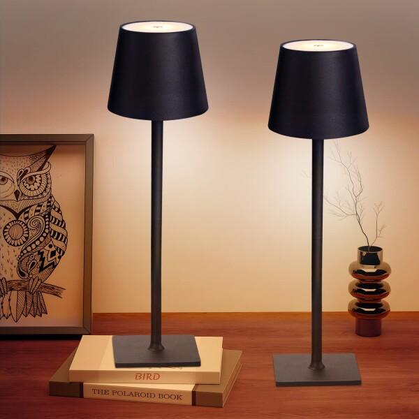 CHLORANTHUS 2 Pack Cordless Table Lamps, 3 Colors Stepless Dimming, 5000mAh Rechargeable Battery LED Desk Lamp for Bedro...