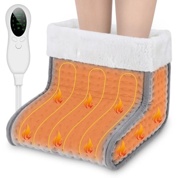 足温器 フットウォーマー 10段階温度調節 電気足温器 足入れタイプ 速暖 3段階自動タイマー 足元ヒーター デスク下 省エネ 足首まで温める 洗える 過熱保護 柔らかフランネル 収納簡単 軽量 足元 あったかグッズ ヒーター 暖房 温める...