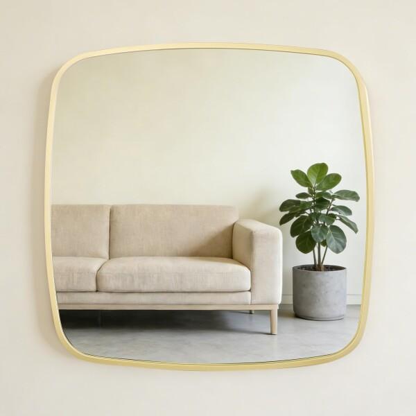 Hohoemi 50cm 鏡 大型 アルミフレーム スクエア円形ミラー 全身が映る 壁掛け卓上両用 和モダン 浴室玄関寝室対応 日本デザイナー設計商品コード：55081204464型番：YKL-TYサイズ：長さ50 x 幅50 cmカラー：...