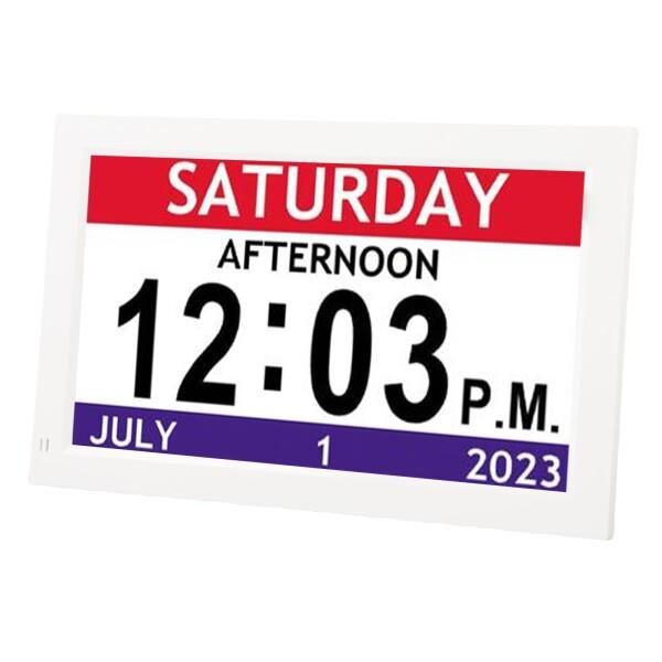 デジタルカレンダー用目覚まし時計、7インチで12目覚まし時計が付いた認知症専用、スデジタル時計、時間、月、曜日の表示、高齢者の記憶喪失やアルツハイマー病のための自動調光デジタルカレンダー商品コード：55081204531型番：Elprigg...