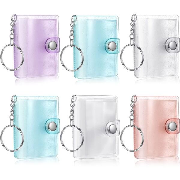 Bonuci 6個パック 2インチ ミニ スモール フォトアルバム バレンタイン フォトストレージ キーチェーン付き クリアポケット フォトアルバムキーホルダー 写真用 バレンタインギフト 結婚式 誕生日 記念日 思い出商品コード：5508...