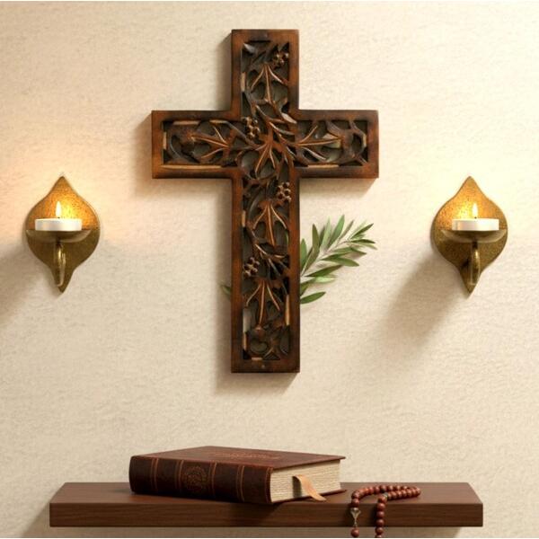 eSplanade Stonkraft イエス ・ キリスト カトリック教会の壁、教会の礼拝堂のための木製の十字架。家の装飾 |ウッド 12.25インチ クロス 茶色商品コード：55081205662型番：Indo_Wood-Cross-1...