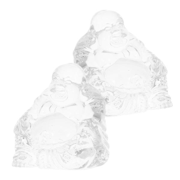 IMIKEYA クリスタル弥勒仏 2個セット デスクトップ装飾品 繊細な彫刻工芸品 リビングルーム 書斎 家庭用 置物商品コード：55081205735型番：08C28X7R004サイズ：5.30X5.00X3.80CMカラー：透明多用途:...