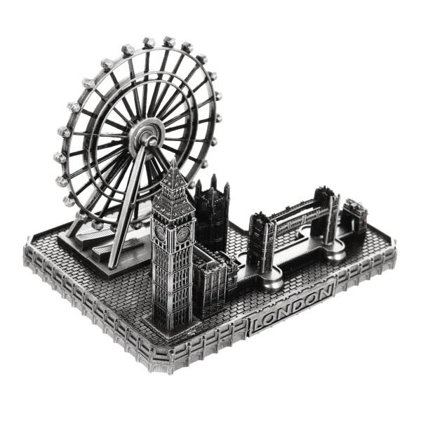 TOPPERFUN ロンドン観光のお土産 金属置物 ビッグベンタワー模型 タワーブリッジ ロンドンアイ 建築像 合金 シルバー 卓上インテリア デスク飾り ホームオフィス 英国ファン 135mm x 100mm x 100mm商品コード：5...