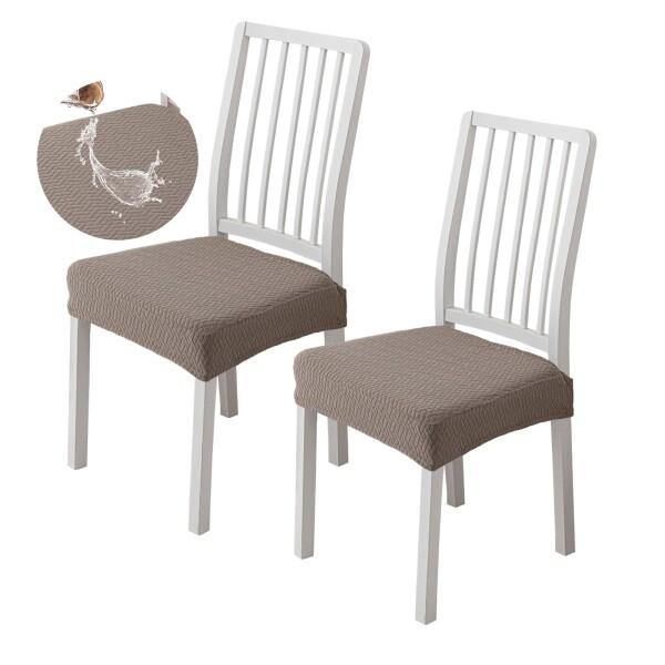 (Vzcm)椅子カバー 防水 デスクチェアカバー 座面のみ 2枚 ダイニングチェアカバー 座面カバー 伸縮素材 デスクチェアカバー 耐久性 高弾力 汚れ防止 洗える 簡単着脱 犬猫対策 家庭 会議 お祝い ホテル ウェディング 結婚式(灰褐...