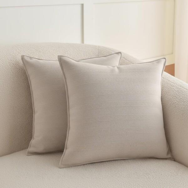 BRMM MIA クッションカバー 45 x 45 cm しま柄 ソファー飾り インテリア 座布団カバー 2枚 (ベージュ)商品コード：55081206350型番：BRJPC000サイズ：45cmx45cm(2 枚組)カラー：ベージュサイズ...