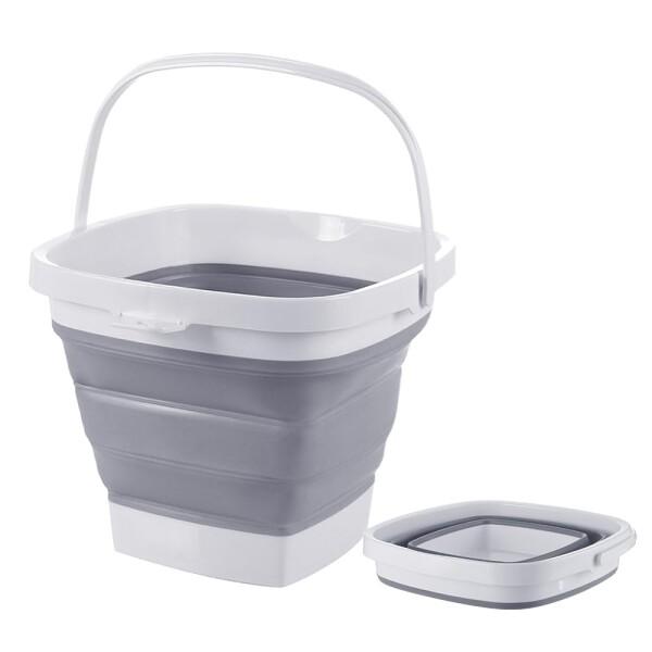 RULAYMAN 折りたたみ バケツ 3L 取っ手付き 洗い桶 ソフトバケツ 昇級版 災害時備え品 釣り 洗車 園芸 アウトドア 掃除 四角 内外兼用 多機能(グレー)商品コード：55081218625型番：J023サイズ：3Lカラー：グレ...