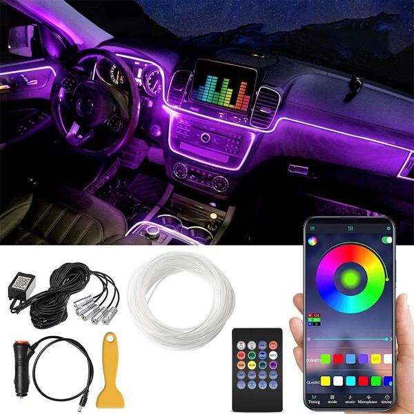 LEDテープライト 車 RGB アンビエントライト 12V 音楽同期 タイマー機能 フットライトイルミネーション 無限調色 無段階調光 携帯電話App制御 リモコン付き 車内装飾用商品コード：55081241833型番：FWD-01カラー：...