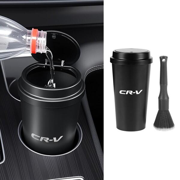 CR-V ゴミ箱 CR-V4代目 5代目 コンパクト ペットボトル 倒れない 軽量 静音 2種類の開閉方式 使いやすい カー アクセサリー 収納 パーツ ミニサイズ インテリア 細部洗浄 ナイロン 洗車ブラシ付き 1個入り ブラック商品コー...