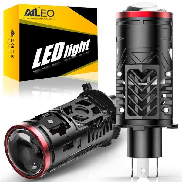 AILEO H4 LED プロジェクターヘッドライトバルブ 第2世代 ミニレーザープロジェクター搭載 爆光 20000LM 6000K ホワイト Hi/Lo切替 1550% 明るい カスタムIC 12V 右ハンドル車対応 2個セット商品コー...