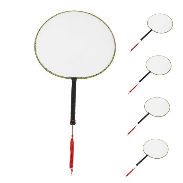 EXCEART ペイントうちわ 丸型無地 5枚セット お絵描き教材 保育園 学校 工作 DIY 手作りうちわ 絵付け用 直径21cm 柄付き 布扇面 アクリル絵の具 マーカー 色鉛筆 夏休み 自由研究 誕生日 教室行事 作品展示商品コード：...