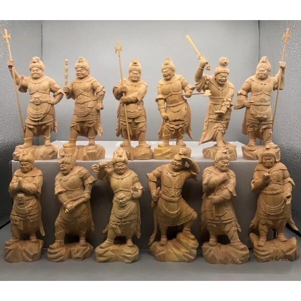 仏像 木彫り 十二神将 セット＿仏像 フィギュア 薬師如来 (じゅうにしんしょう)総高13cm商品コード：55081244050型番：SHOESDQ薬師十二神将は十二薬叉大将ともいい、薬師如来の眷属。薬師如来の十二大願に応じて示現する神。十...