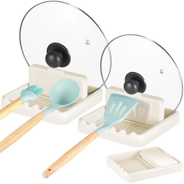 NiHome 2個セット お玉スタンド 鍋 ふた スタンド お玉置き キッチン 台所 キッチンツール収納商品コード：55081245032型番：Spoon-Rests【多機能キッチンスタンド】 清潔感のあるクリームホワイトで、どんなキッチン...