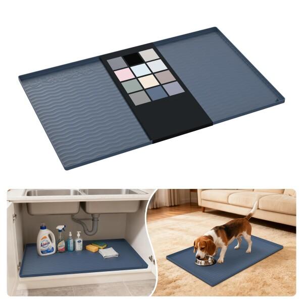 URMONA 防水シリコン製シンク下マット・キッチン・浴室用シェルフライナー 猫・犬用フードマット キャビネット・カウンタープロテクター 収納・整理用品(ダークグレー,長さ0.86mx幅0.55m)商品コード：55081245051型番：U...