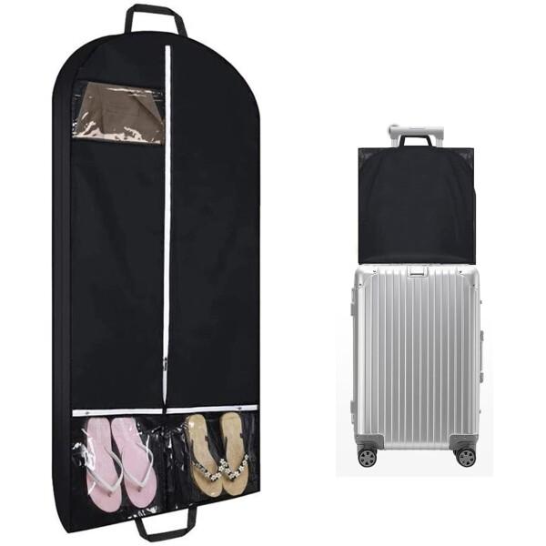 【発売日：2025年11月08日】ガーメントバッグ ドレスバッグ ガーメント ウェディングドレス スーツ 収納 カバー 機内持ち込み 持ち運び レディース メンズ 出張 結婚式 パーティ 旅行 クリアポケット付幅 58cm×高さ128cm（...