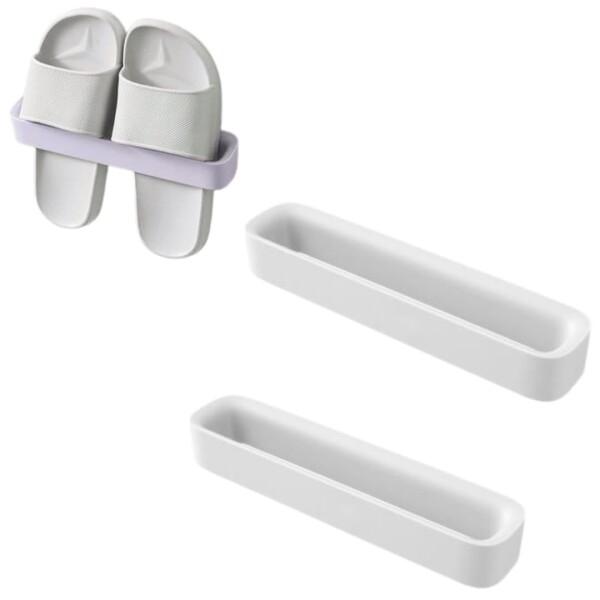 (BEAU LLASSANA)白 2個セットスリッパラック 壁掛け サンダルホルダー 強力粘着テープ付き ホワイト 玄関 ベランダ トイレ用 省スペース収納商品コード：55081245375型番：Rackカラー：ホワイト【壁に貼るだけの簡単...