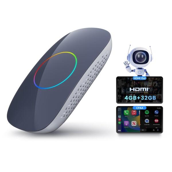 ATOTOOUT「AI Box CarPlay」車AIボックス、ワイヤレスCarplay・Android Auto対応、動画配信アプリ視聴可能（YouTube・Netflix・Disney+）、HDMI出力、内蔵Wi-Fi、デュアルBlue...