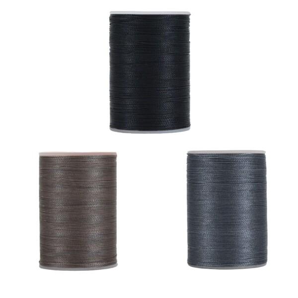 蝋引き糸 ワックスコード レザークラフト 手縫い糸 大容量 0.35 / 0.45 / 0.55mm ほつれない (ウォームグレー・グレイッシュブルー・ブラック, 0.35mm)商品コード：55081249315型番：1サイズ：0.35mm...