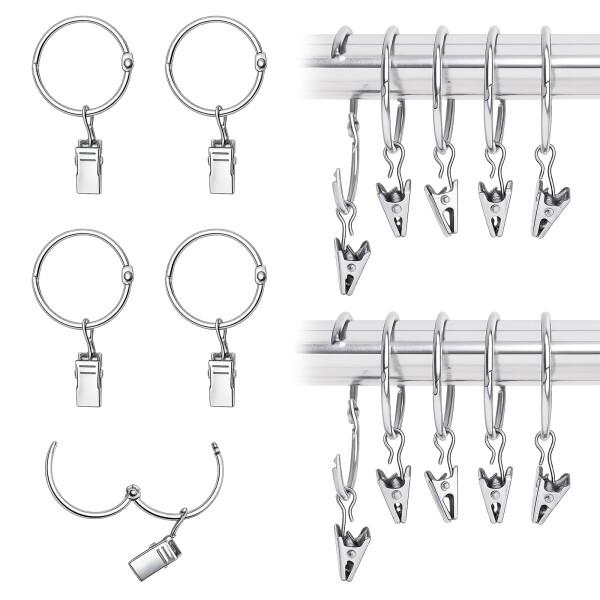 XIJIANG カーテンリング カーテンフック カーテンリングクリップ 開口設計 内径38mm 取付簡単 スチール製 カーテン用クリップリング 15個セット商品コード：55081251543型番：DIY-chuanglianguagou-1...