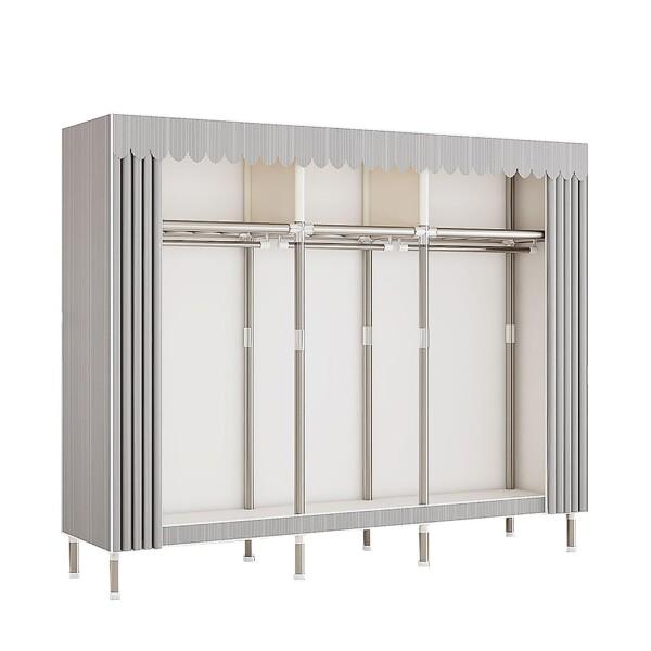 BPSJKET ワードローブ カバー付き 大容量 クローゼット ハンガーラック 頑丈 多層収納 簡単組み立て式 省スペース 衣類収納 防水 防塵 防汚 耐用 寮寝室服収納キャビネット(幅168cm)商品コード：55081261512型番：X...