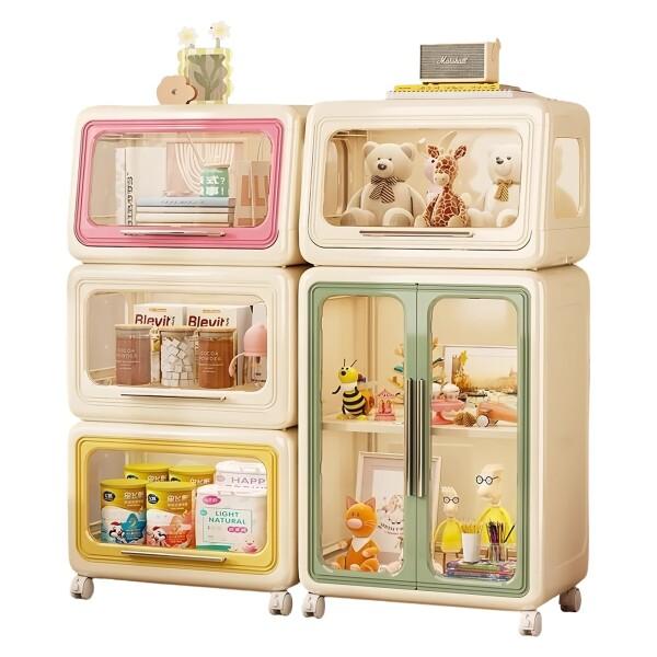 Tidy Space おもちゃ収納ボックス 子供用 モジュール式 組み合わせ自由 分類収納 キャスター付き 取り外し可能 幼児 収納 おしゃれ 北欧風 安全設計 丸角加工 多目的収納 取り付けが簡単 ぬいぐるみ収納ケース 子供部屋/リビング...