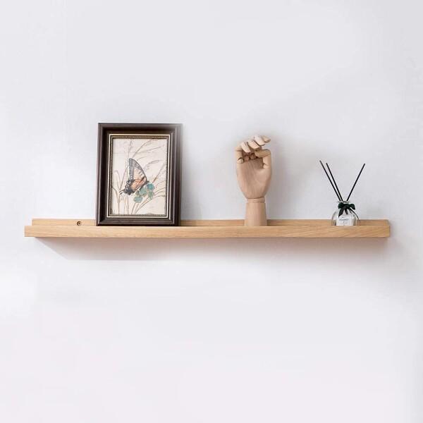 myoseya ウォールシェルフ 木製壁棚 壁付け棚 壁かけ棚 飾棚 壁収納 壁につけ棚 おしゃれ 簡単組立 壁掛けシェルフ 壁に付けられる棚 ナチュラル レトロ インテリア DIY 収納家具 01_ナチュラルｘオーク材 600*100*4...
