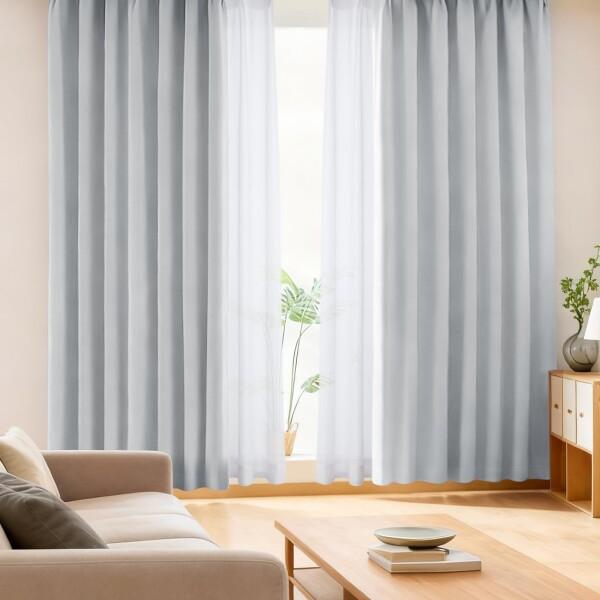 AIFY カーテン 4枚セット 1級 遮光 小窓 ドレープカーテン UVカット 形態記憶加工済み 断熱 節電対策 昼夜目隠し 保温 おしゃれ 洗える 洗濯機対応 (カーテン2枚 レース2枚) 幅100cm x 丈178 cm ライトグレー商...