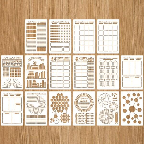 ジャーナルステンシルセットプラスチック製 再利用可能 DIYプランナーテンプレート 週刊誌 日記 手帳に最適 スケジュール ドローイング 20cm*13cm商品コード：55081275840型番：LWQ-richengjihuabiaomu...