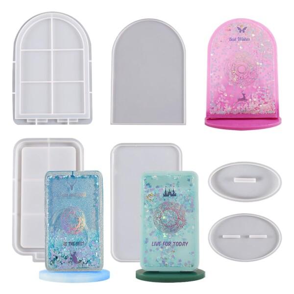 DIYBravo フォトフレーム シリコンモールド ２セット 流砂形 長方形 レジン型 写真立て ソフトモールド 台座付き 装飾品 ハンドメイド 手作り 枠 シリコン型 手芸品 樹脂粘土 UVレジン アクセサリー クラフト (フォトフレーム...