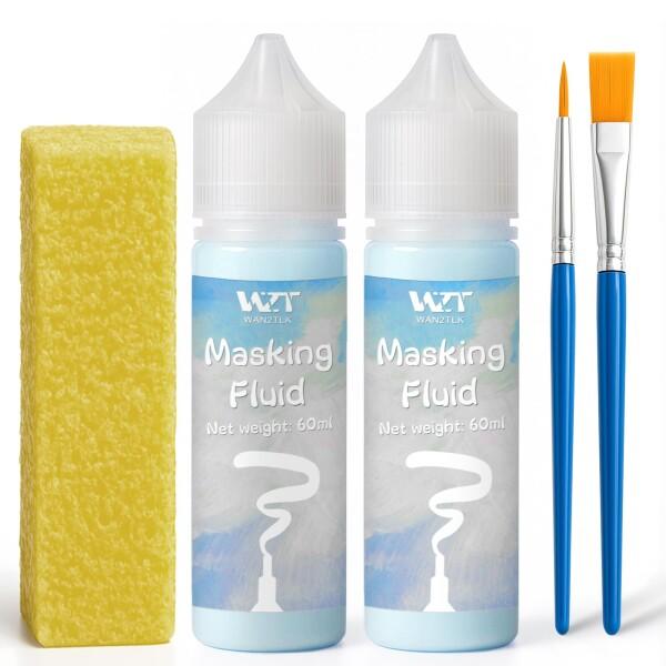 WAN2TLK 青マスキングゾル 120ml, マスキング液, 筆と消しゴム付き。水彩画や様々なアートプロジェクト用液体マスキング。色が付かない部分とエッジを鮮明に保ちます。商品コード：55081299677型番：USGY-1290サイズ：...