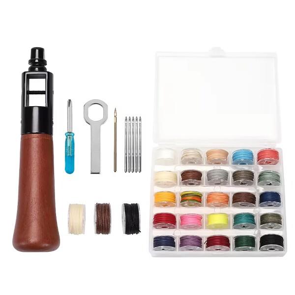 WUTA 革用ミシン ハンドミシン スピーディーステッチャー レザークラフト用 手縫機 6 革縫い針セット 25色ワックスコード（0.65mm）商品コード：55081301163型番：1834207サイズ：0.65mmカラー：25色ワックス...
