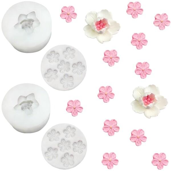 koundeneko 桜 シリコンモールド 4個セット 2タイプ入り 可愛い 花びら 粘土 樹脂 シリコン型 立体 桜の花 レジン モールド 初心者向き 再利用可能 ハンドメイド 石鹸 キャンドル アロマストーン 抜き型商品コード：5508...