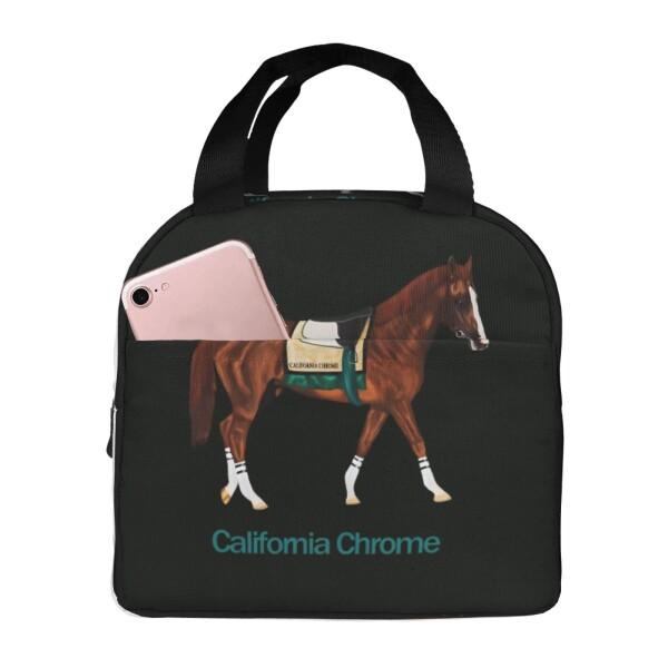 Chioee 弁当袋 ランチバッグ California Chrome 馬 柄 弁当箱入れ トートバック 保冷保温バッグ 食品収納 お弁当箱 断熱 軽量 保冷バッグ お弁当袋 ランチボックス 通勤/通学/旅行/アウトドア 用 男女兼用 BD...