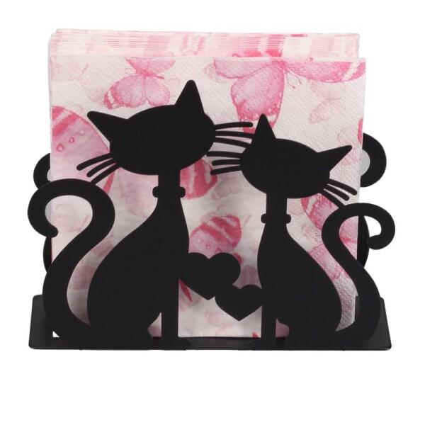 A-ITEM × neko design 猫 ナプキンホルダー 卓上 ペーパーナプキンスタンド 立て型 (ブラック)商品コード：55081311254型番：AZHE250629カラー：ブラック【猫デザインのナプキンホルダー】 卓上に置ける立...
