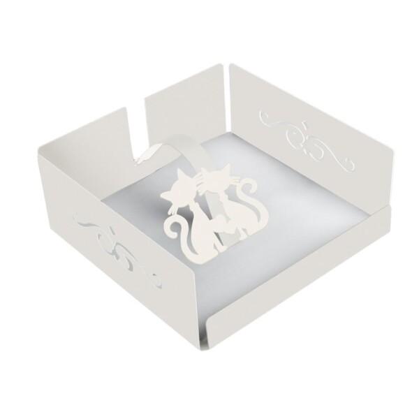 A-ITEM × neko design 猫のナプキンホルダー 平置き型 ナプキン立て (ホワイト)商品コード：55081311255型番：AZHE250613カラー：ホワイト【猫モチーフのデザイン】寄り添う2匹の猫シルエットが可愛いナプキ...