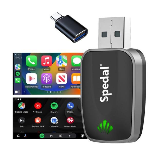 Spedal 2in1 CarPlay＆Android Autoワイヤレス アダプター CarPlay＆AndroidAutoをワイヤレス化 既存の有線CarPlay/Android Auto搭載車専用 プラグ＆プレイ 自動接続 2017年...