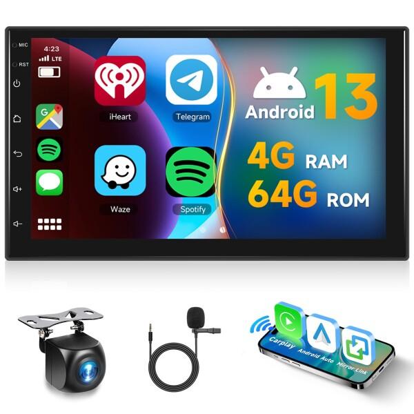 Hodozzy (4GB+64GB)カーステレオ2 Din無線 Carplay&amp;Android Auto、二重喧騒 7 インチのタッチスクリーンの車のラジオ2Din GPS の運行 WiFi Bluetooth FM/RDS のラジ...