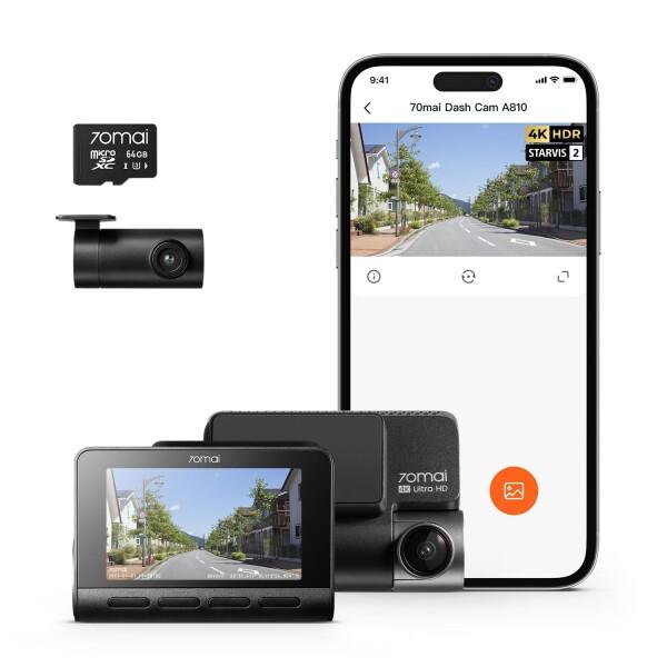70mai Dash Cam 4k A810ドライブレコーダー 前後2カメラHDR対応 小型ドラレコ 液晶画面 STARVIS 2搭載 SONY製IMX678センサー 超強暗視 24時間駐車監視 ADAS安全運転支援機能 GPS内蔵 Gセン...
