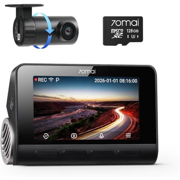 70mai Dash Cam 4K A810S ドライブレコーダー 前後HDR搭載 F1.7 超広角 超強暗視 3インチ液晶画面 GPS ADAS安全運転支援 AI動体検知2.0 常時録画 衝撃録画 駐車監視 スマホ連携 パソコンと接続可能...