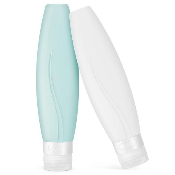 NIYANGLE トラベルボトル 2個セット 詰め替えボトル シリコン製 180ml (6.3oz) 大容量 漏れ防止 シャンプーボトル 携帯便利 小分け容器 旅行 出張 ジム アウトドア ボディソープ コンディショナー商品コード：5508...
