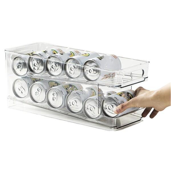 Asdays 缶ビール 収納 ストッカー 缶ホルダー 冷蔵庫用 収納ラック ビール収納 冷えたまま取り出しやすい スッキリ (小サイズ)商品コード：55081339492サイズ：小サイズカラー：透明【取り出しやすい缶ストッカー】スクロール式...