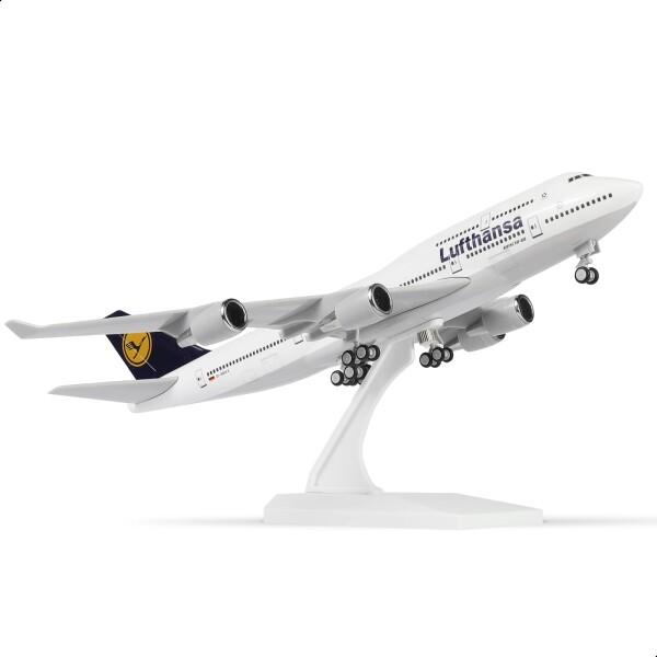QIYUMOKE 1/240 ドイツ製 ボーイング747 飛行機模型キット（全長30cm） レジン製 ディスプレイスタンド付属大人向け誕生日・記念日・ビジネス航空ギフト または コレクターズアイテム商品コード：55081352198型番：f...
