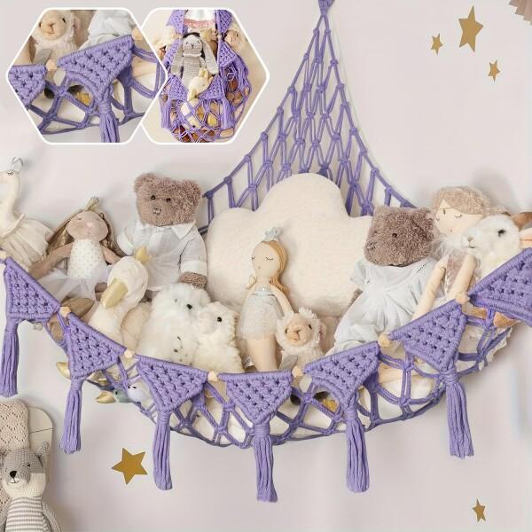 Osznmmg ぬいぐるみ 収納 純綿製 手作り ぬいぐるみ収納ネット 壁掛け おもちゃ収納 収納用三角ネット 室内用 (紫, 100×100×150cm)商品コード：55081357808型番：Osznmmgサイズ：100×100×150...
