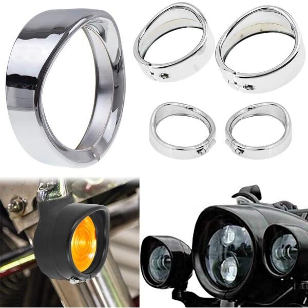 HDBUBALUS 7'' ヘッドライト トリム リング ウインカー カバー 4.5'' フォグライトカバー バイザースタイル Harley Touring Softail FLD/FLH用商品コード：55081361921型番：JPZH0...