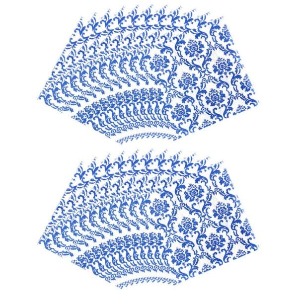 FOMIYES シノワズリ ル ナプキン ブルー と ホワイト ナプキン ペーパー ヴィンテージ ランチョン デコラティブ ディナー ゲスト ティー パーティー ハンド 80枚 シート商品コード：55081363038サイズ：6.68x6....