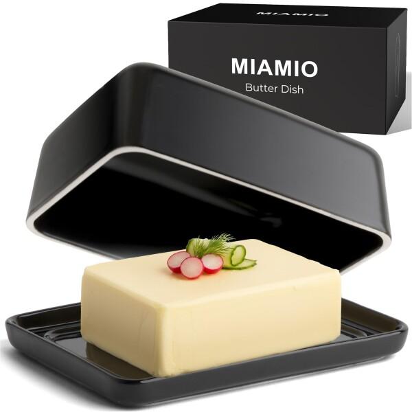 MIAMIO - バターケース（620 ml）セラミックバターケース / 大きなバター容器、カウンタートップ用、食器洗い機対応商品コード：55081365793型番：MM-301カラー：Blackスリムでエレガントなデザイン ? このセラミ...