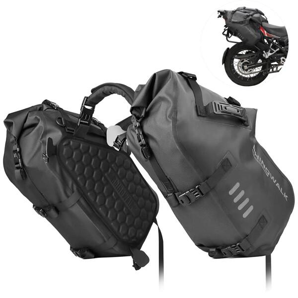 Rhinowalk バイク用サイドバッグ 防水 ツーリングバッグ キャンプ ロングツーリング オフロード 完全防水防塵防砂サイドバッグ 48L（24L*2）大容量 取り付け簡単 汎用 サドルバッグ ブラック商品コード：55081369109...