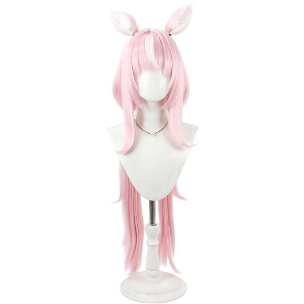 LAOBAO ヤン ナリ Yang Nari コスプレ ウィッグ 耳付き ツインテール ピンク髪 白メッシュ ロングストレートヘア コスチューム小物 かつら 耐熱 変装用ウィッグ パーティー 仮装 お祭り イベント cosplay wig ...