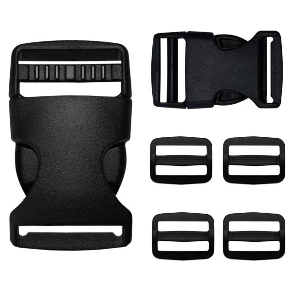 (GUANGUAN) ワンタッチ バックル 片引 内幅20mm サイドリリースバックル 2個入り 差し込み ベルト送り 長さ調節 DIY パーツ POM樹脂 ブラック商品コード：55081420314サイズ：20mmカラー：20MM【商品仕...
