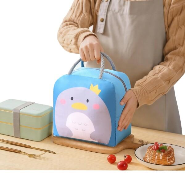 キャラクター弁当です ランチ用お弁当袋です かわいい保温バッグです 学校へ行きます 出勤します ピクニックです 事務室です ご飯の包みを持ってきます トラベル収納アイスパックです(青いペンギンです）商品コード：55081433609型番：J...